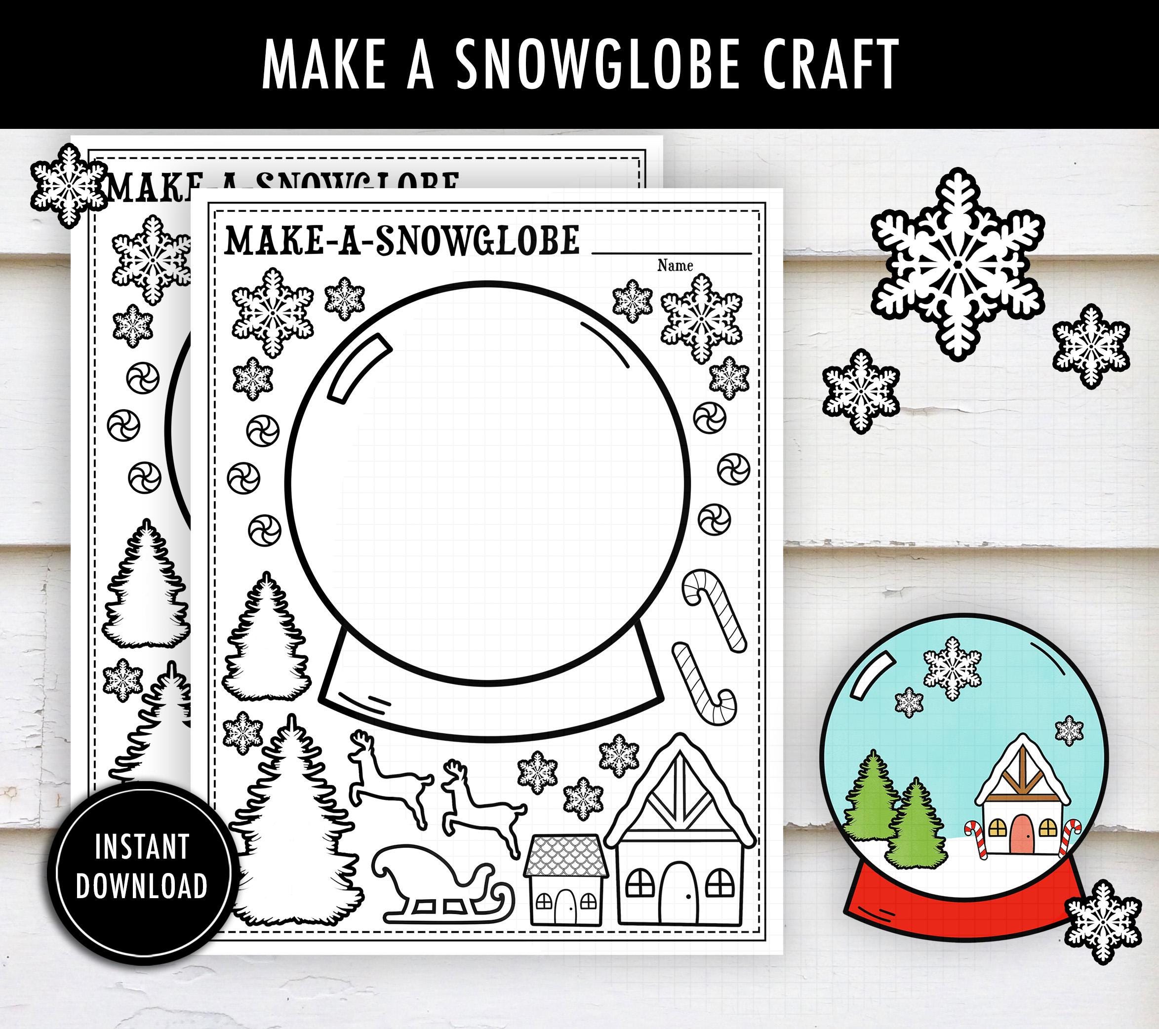 Printable Winter Snowglobe Craft PDF - Cut and Paste Christmas Activity ...