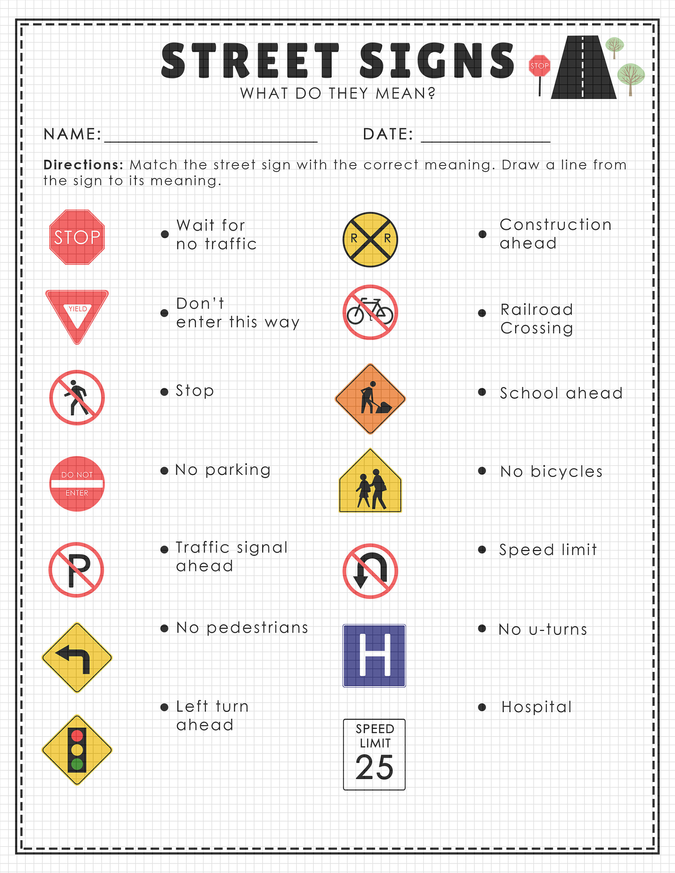 Street Signs Worksheet: "traffic Signs" Community Lessons, Preschool ...
