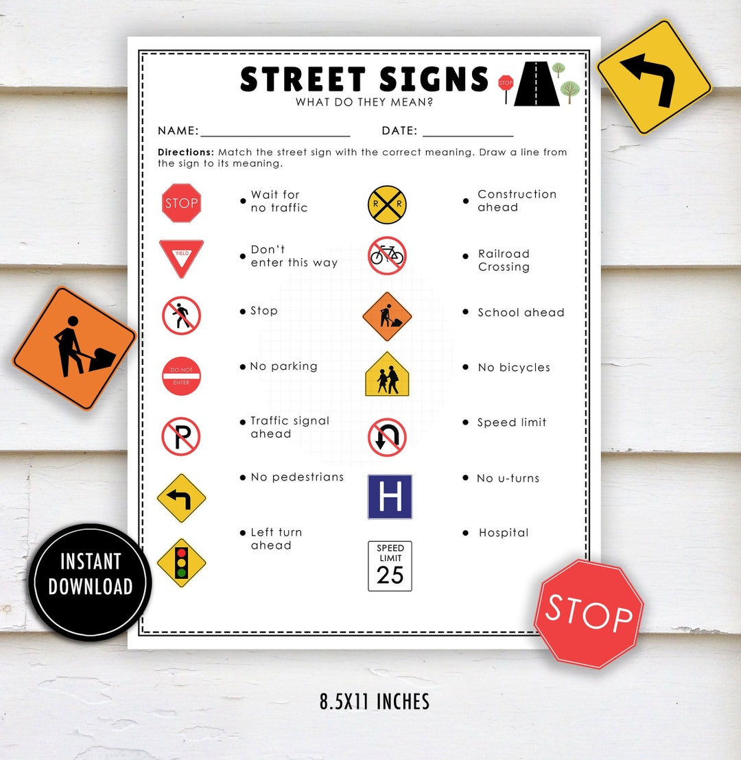 Street Signs Worksheet: "traffic Signs" Community Lessons, Preschool ...