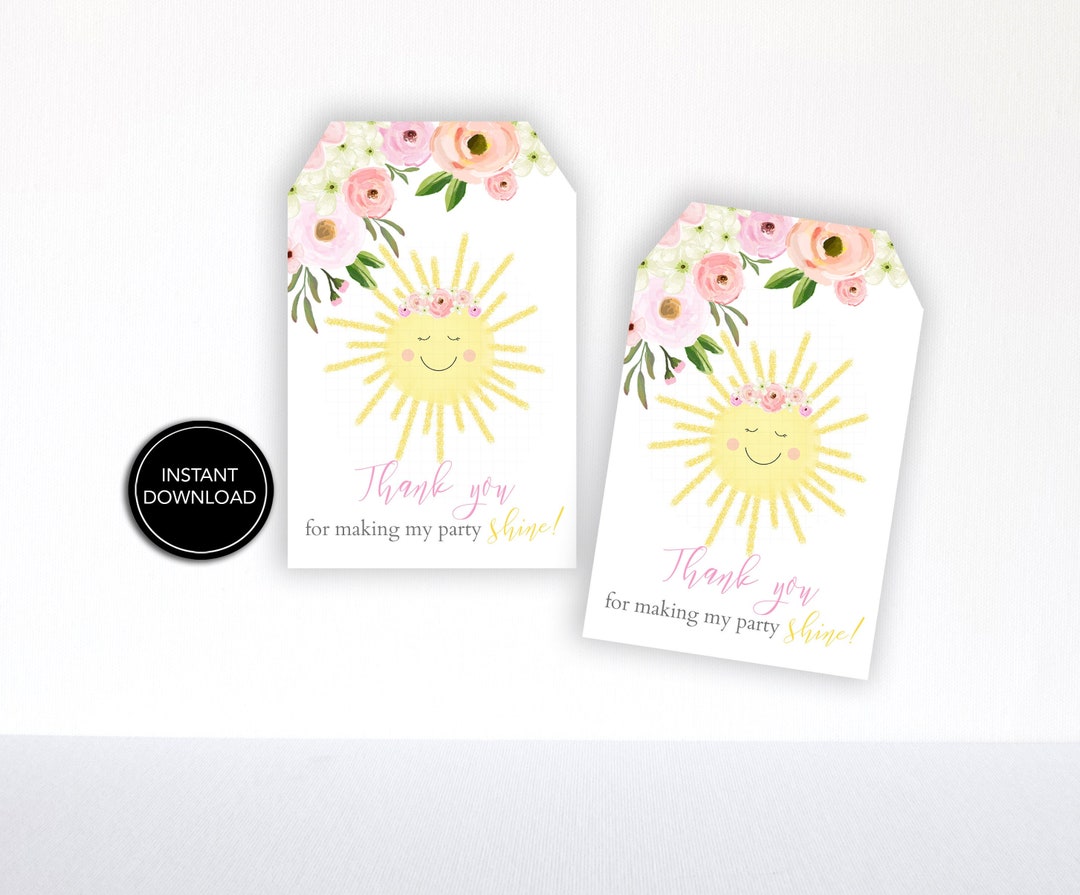 Floral Sunshine Favor Tag Printable Download: "sunshine FAVOR Tag" Our ...
