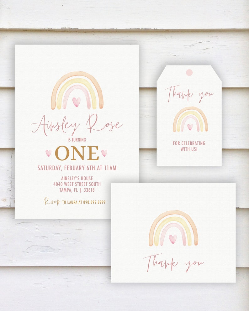 Boho Rainbow Thank You Card Printable Download: rainbow - Etsy