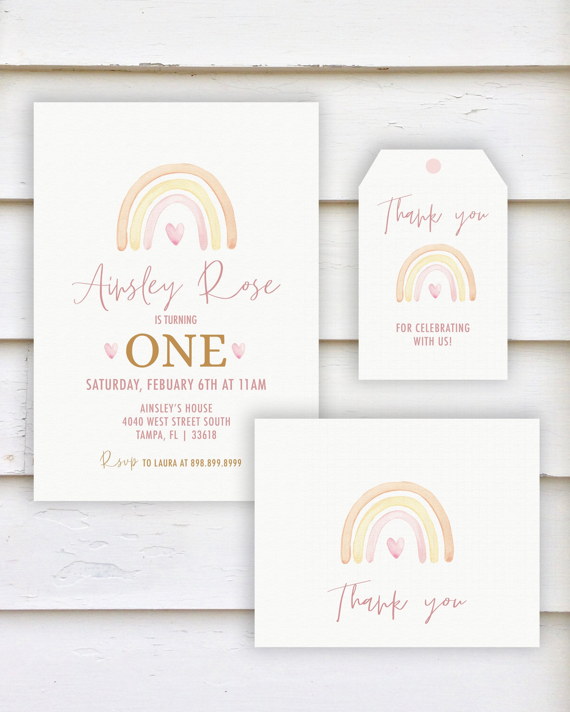 Boho Rainbow Thank You Card Printable Download: rainbow | Etsy