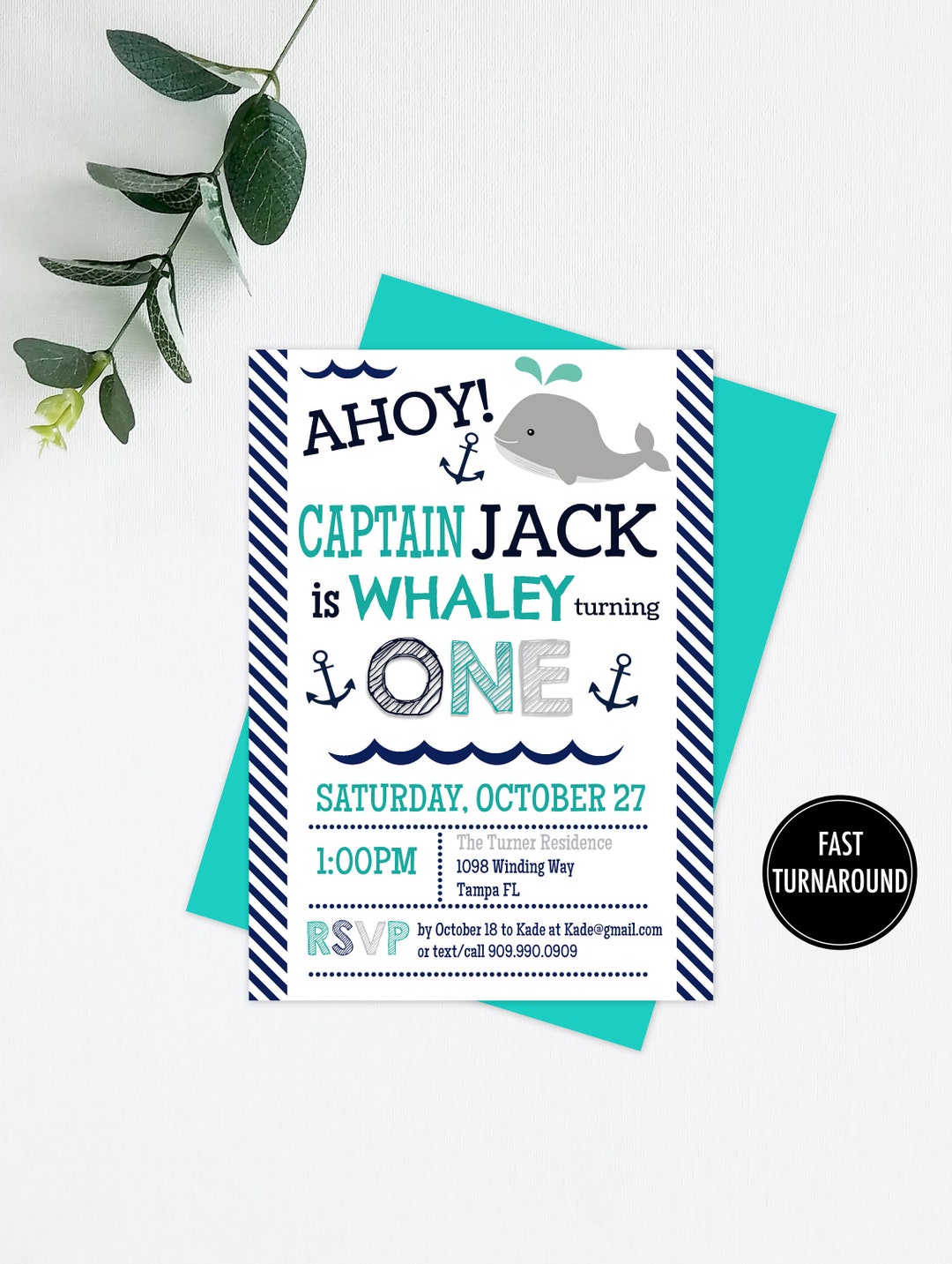 Whale Birthday Invitation Printable: "whale Invitation" Whale First ...