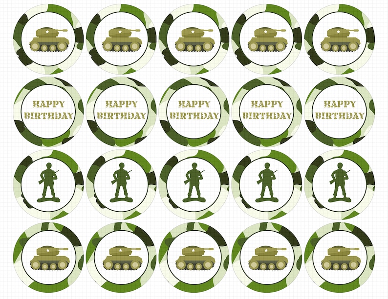 Army Cupcake Toppers: camo CUPCAKE Topper - Etsy