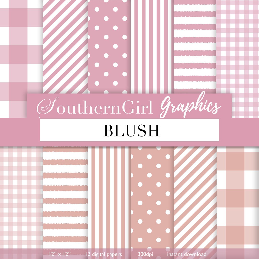 Blush Pink Digital Paper: "pinks" With Light Pink, White, Striped, Mauve Pink, Neutral, Dot ...