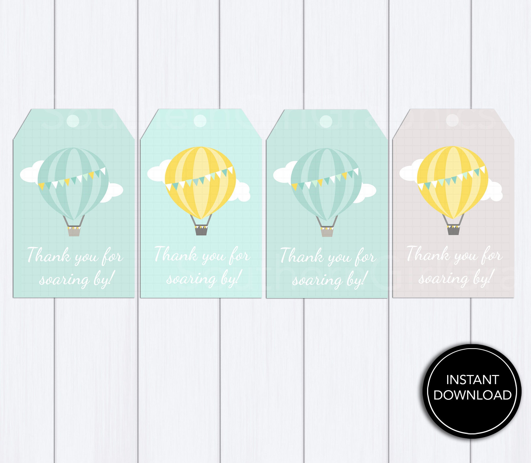 Hot Air Balloon Favor Tag Printable Digital Download: | Etsy