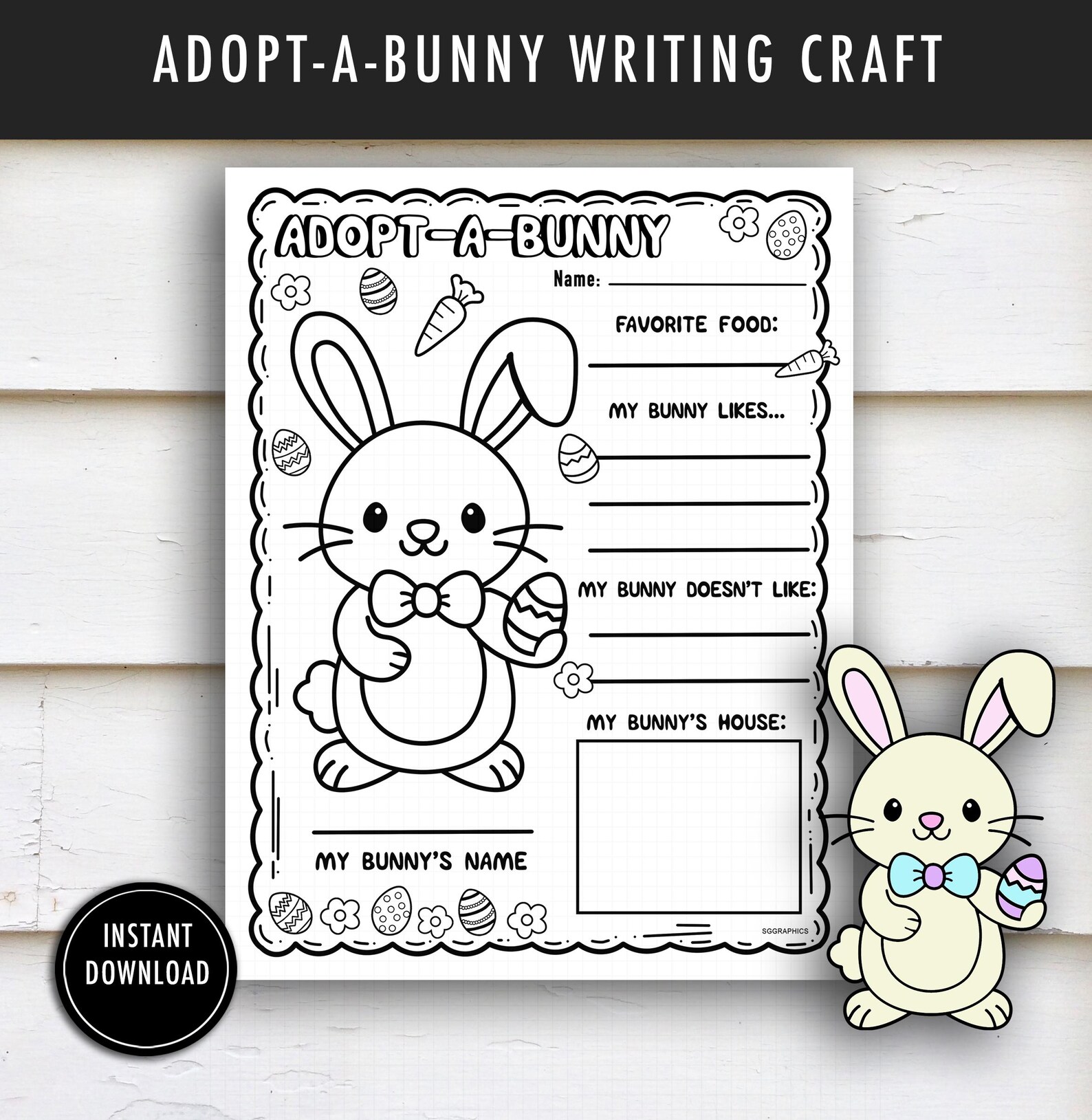 Adopt-a-bunny Writing Craft Printable – Easter Activity for Kids ...
