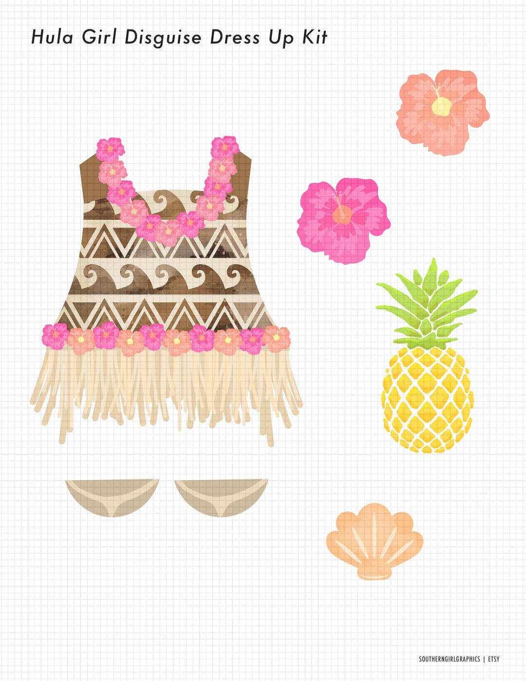 Turkey Disguise Printable - Hawaiian Turkey, Hula Disguise, Hula Girl ...