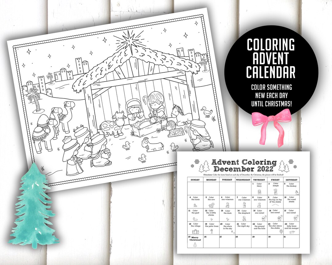 Nativity Coloring Kids Advent Calendar Christmas Coloring - Etsy