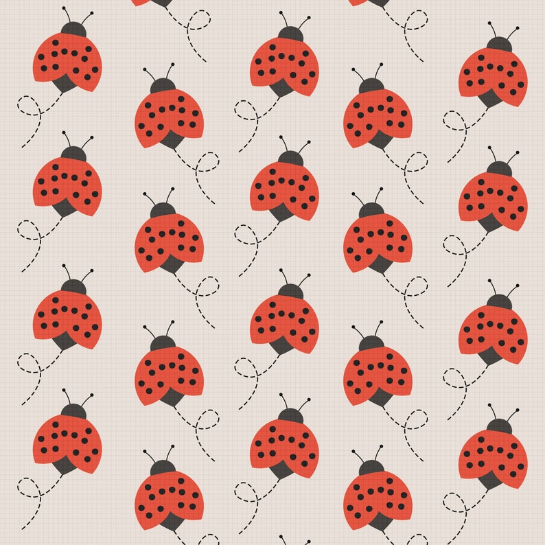 Ladybug Digital Paper ladybugs & Flowers - Etsy