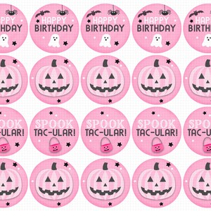 Pink Halloween Birthday Cupcake Toppers Printable: "halloween CUPCAKE ...