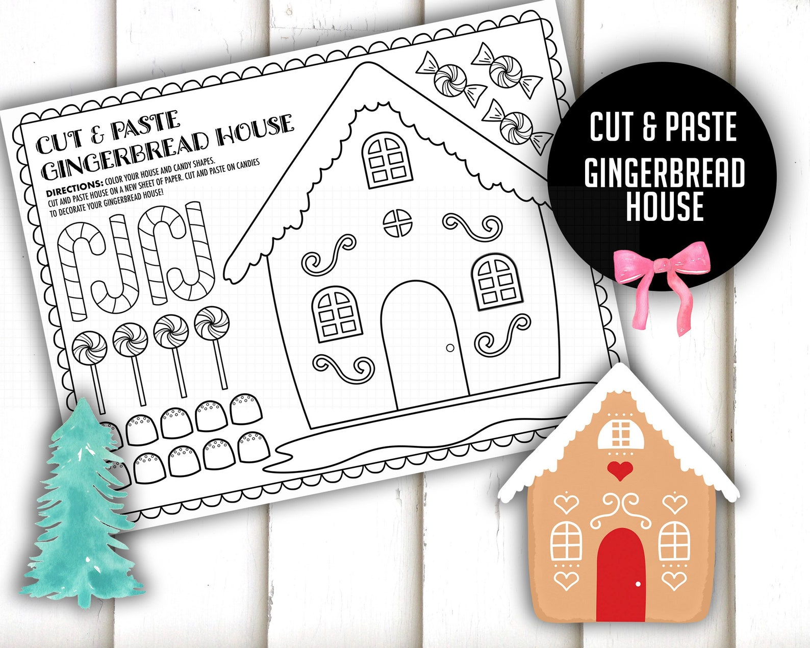 Printable Gingerbread House Cut and Paste Craft | Christmas Kids ...