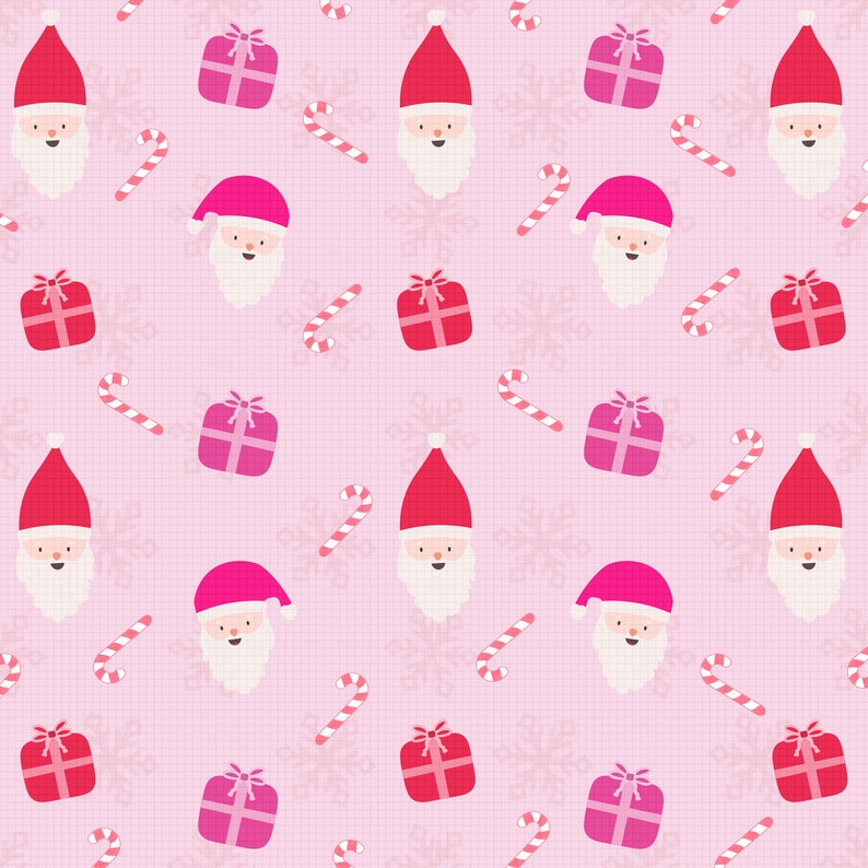 Santa Digital Paper: "pink Santa" Pink Santa Claus, Christmas, Pink ...
