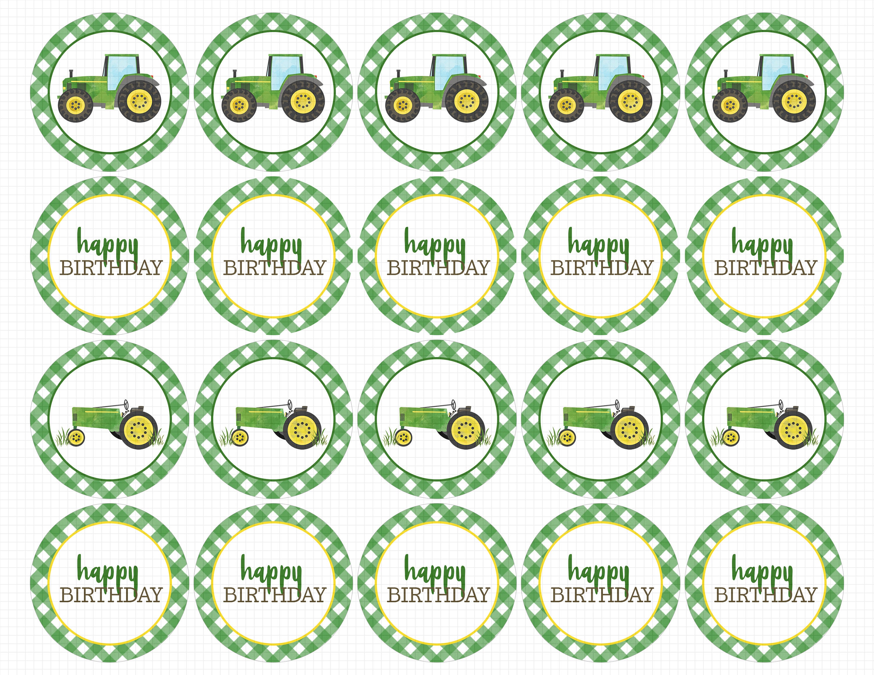Tractor Cupcake Toppers Printable: Green Tractor Cupcake - Etsy