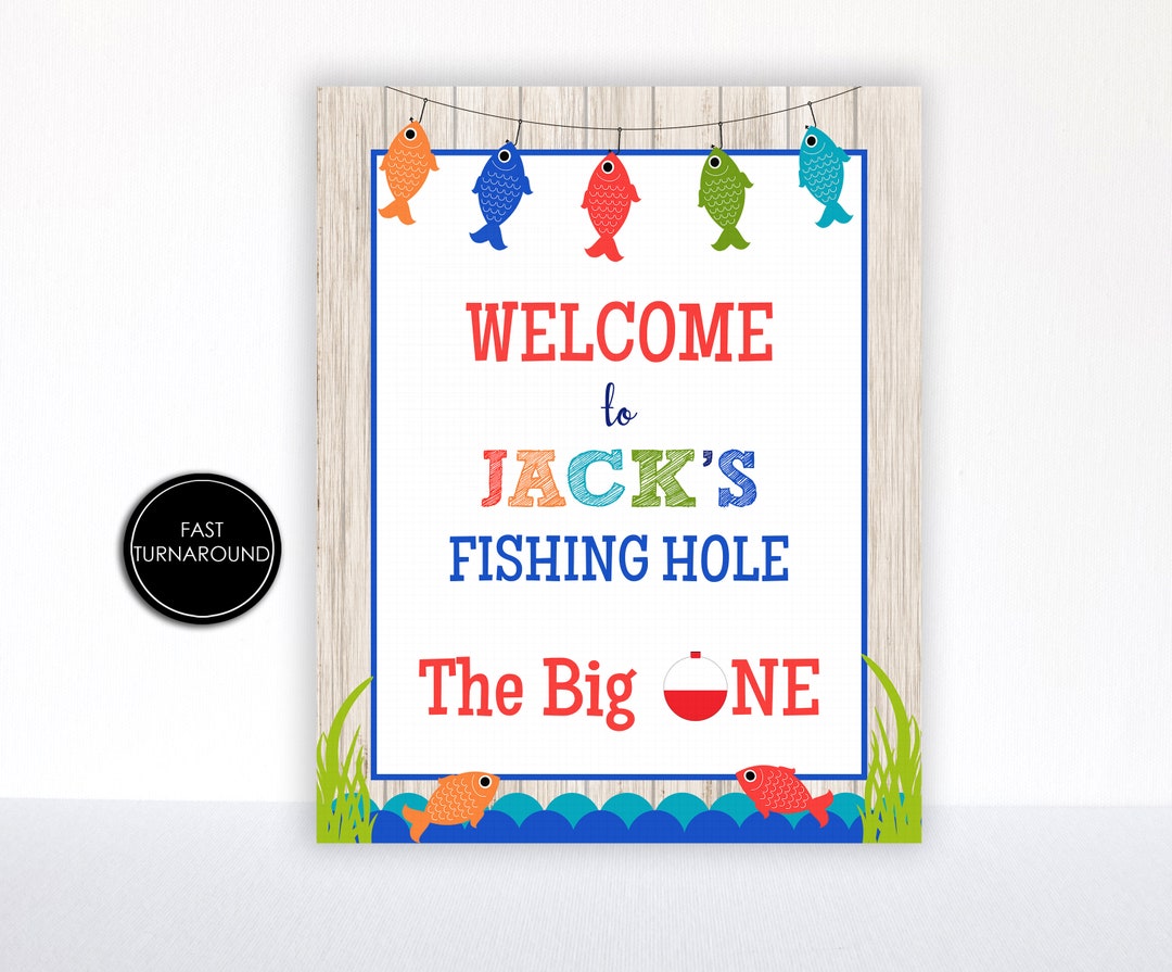Ofishally One Welcome Sign Digital File: "fish Birthday" First Birthday ...