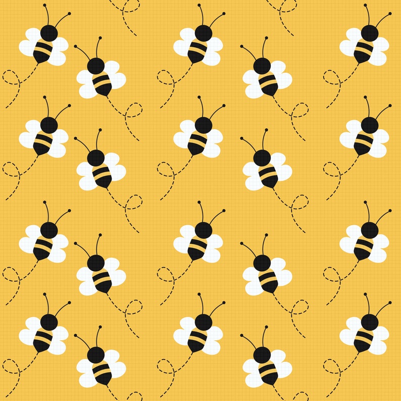 Bee Digital Paper bees & Flowers Yellow Floral - Etsy