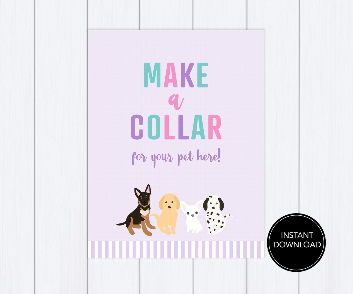 Make a Collar Sign Pet Party Digital File: lets - Etsy