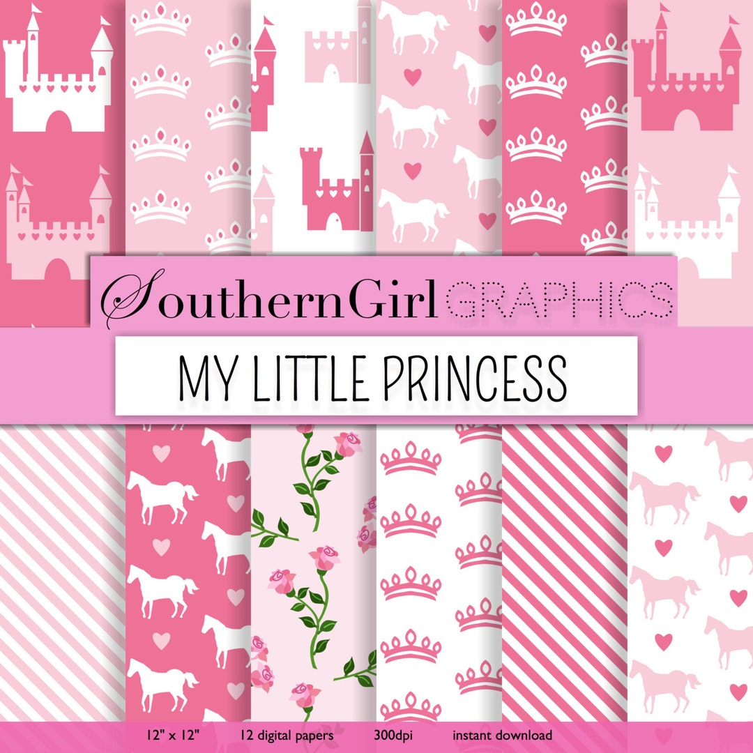 Princess Digital Paper: "my LITTLE Princess" With Pink, White, Princess ...