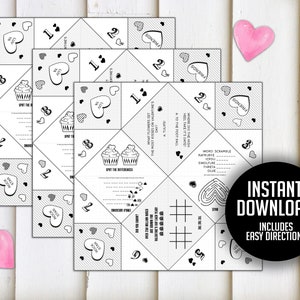 Valentines Printable Craft fortune Teller Foldable Fortune Teller ...