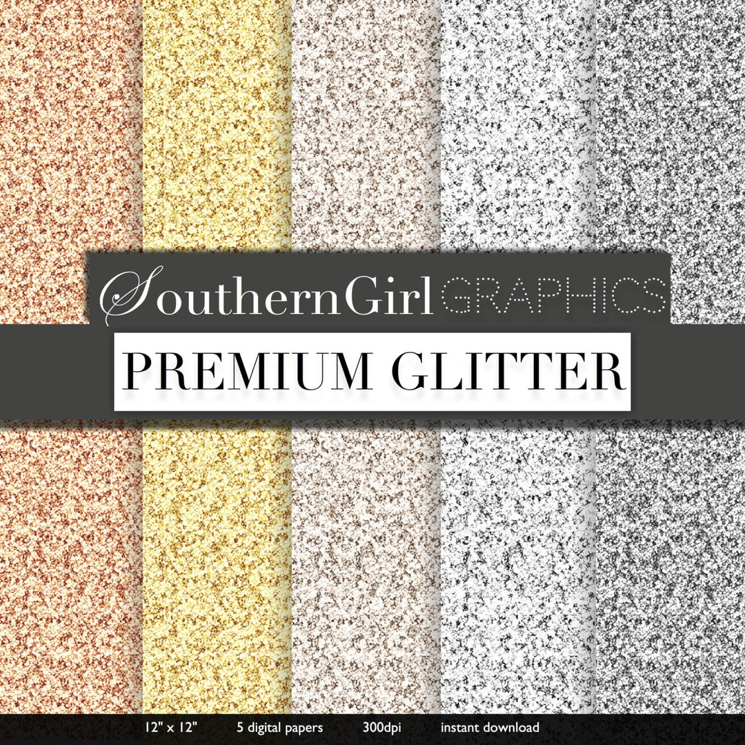 Glitter Digital Paper: "premium Glitter" With Silver, Brass, Gold ...