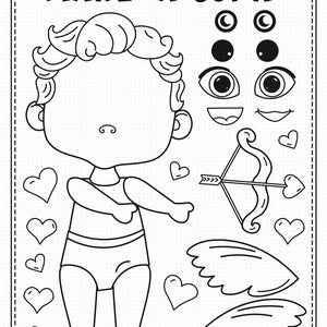 Valentine Cut and Paste Printable - "valentine Crafts" Cupid, Coloring ...