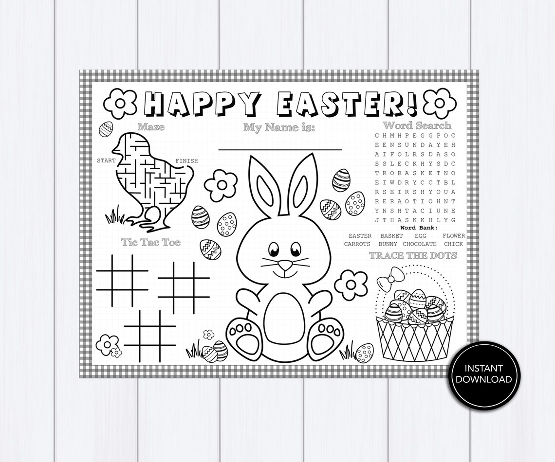 Kids Easter Placemat easter Placemat Coloring - Etsy