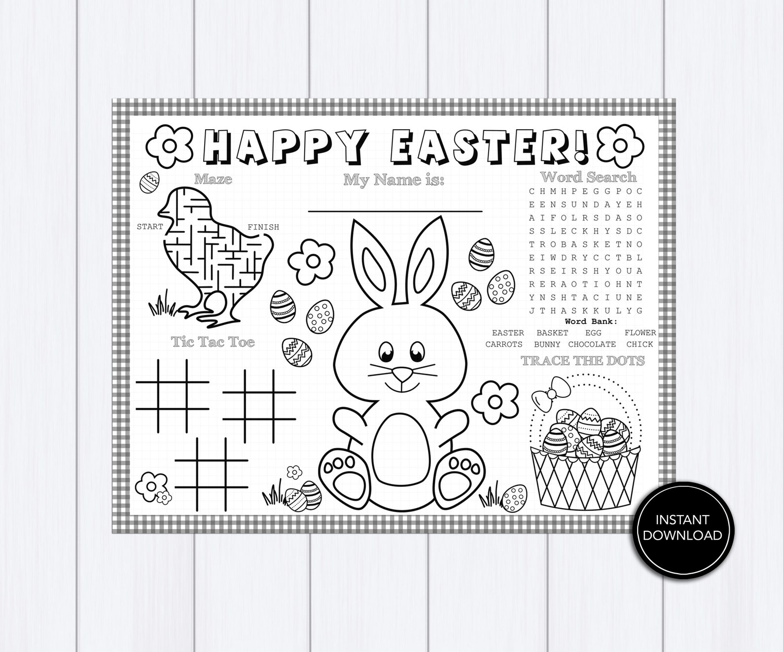 Kids Easter Placemat easter Placemat Coloring - Etsy
