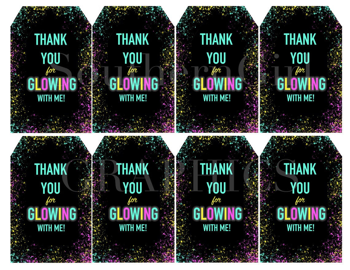 Neon Glow Favor Tag Printable Download: glow FAVOR | Etsy