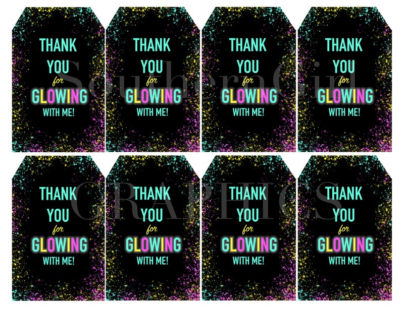 Neon Glow Favor Tag Printable Download: GLOW FAVOR | Etsy