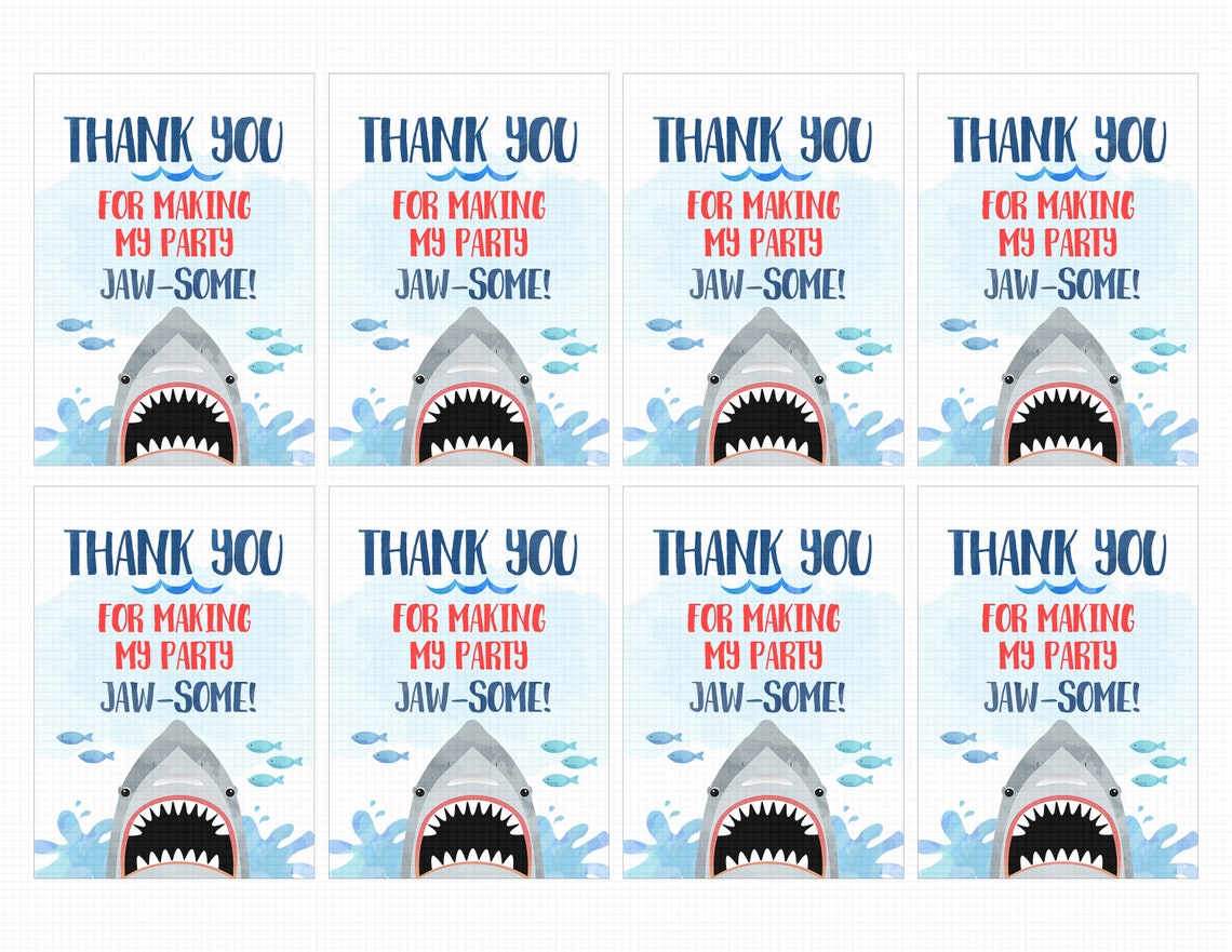 Shark Birthday Favor Tag Printable: shark FAVOR - Etsy