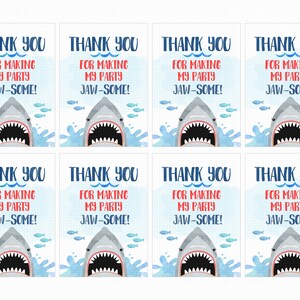 Shark Birthday Favor Tag Printable: "shark FAVOR Tag" Thanks for Making ...