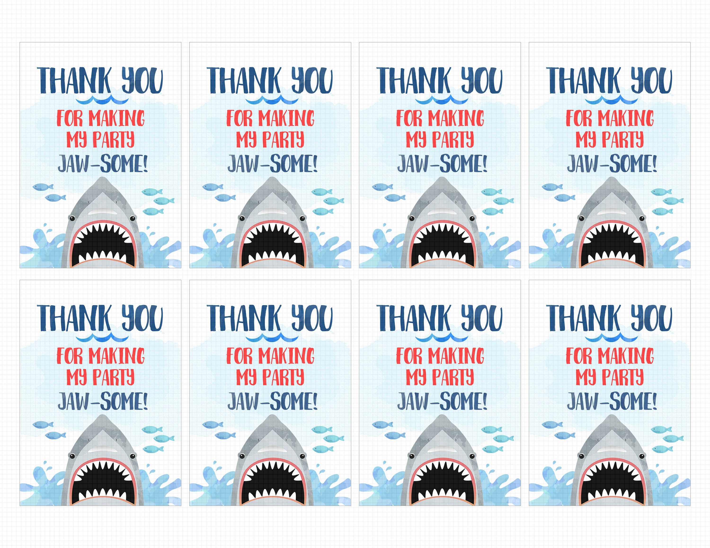 Shark Birthday Favor Tag Printable: shark FAVOR - Etsy