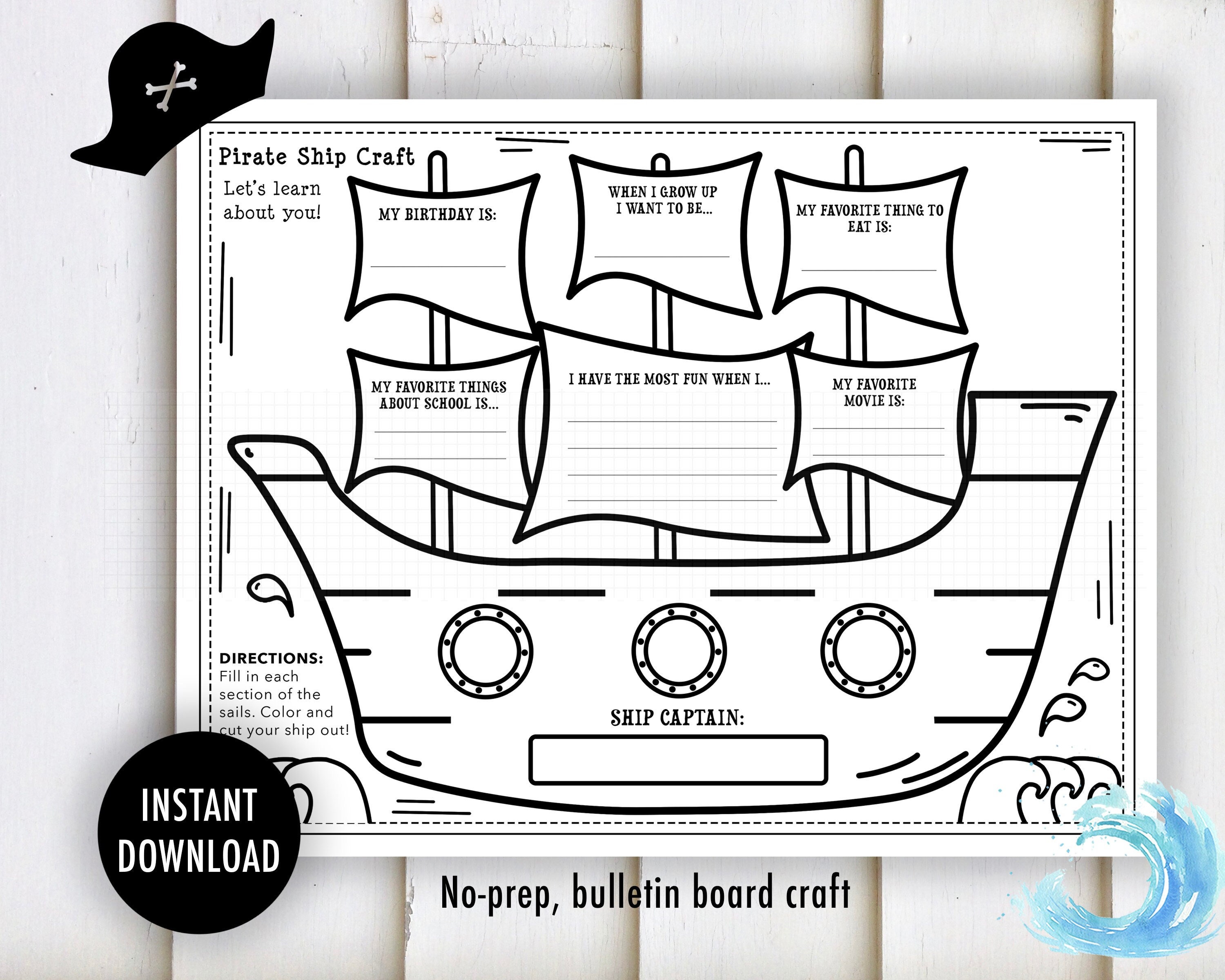 Pirate Ship Bulletin Board Activity: "all ABOUT ME Printable" Back to ...