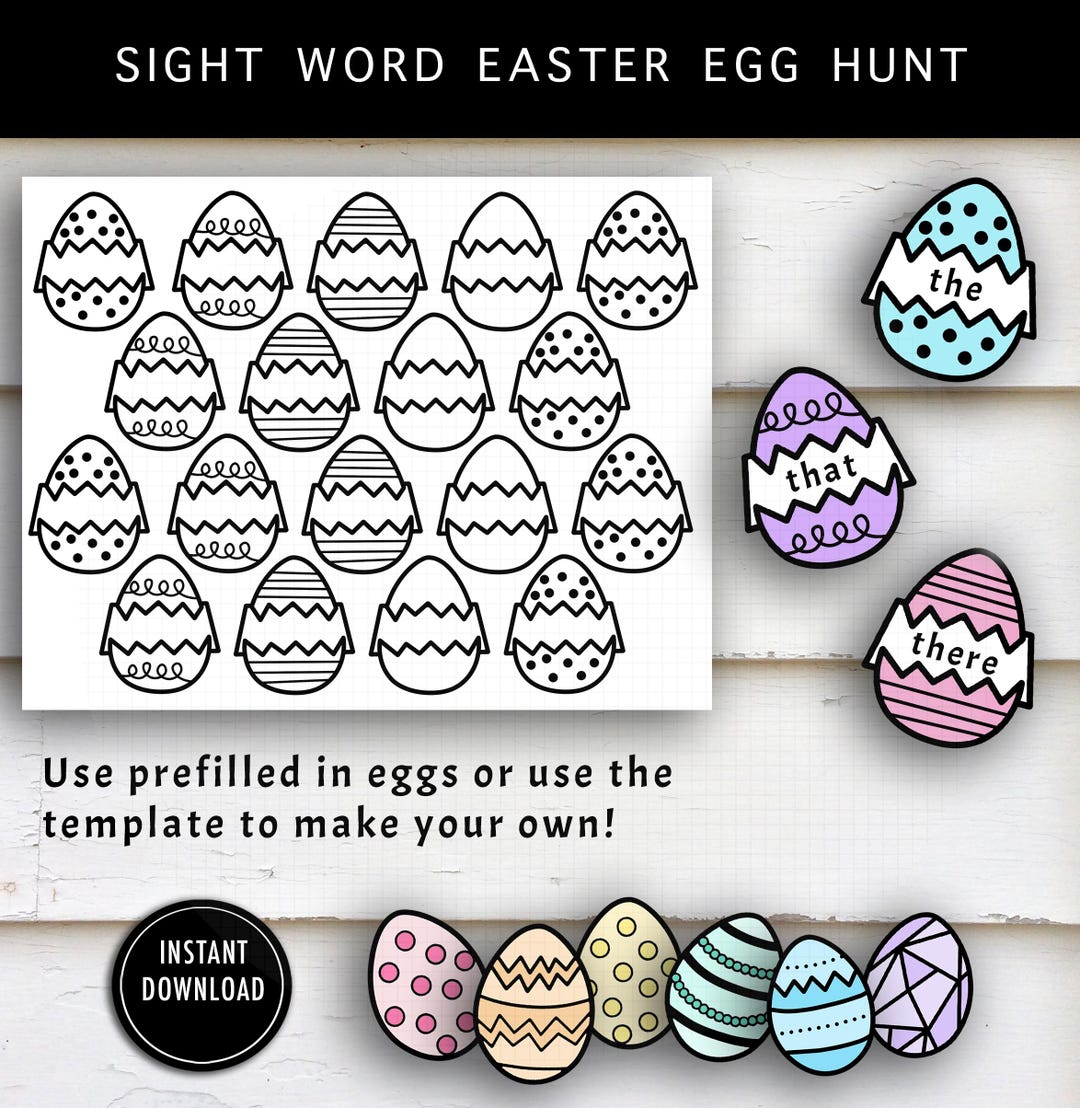 Sight Words Practice Easter Printable - "sight WORD Hunt" Sight Word ...
