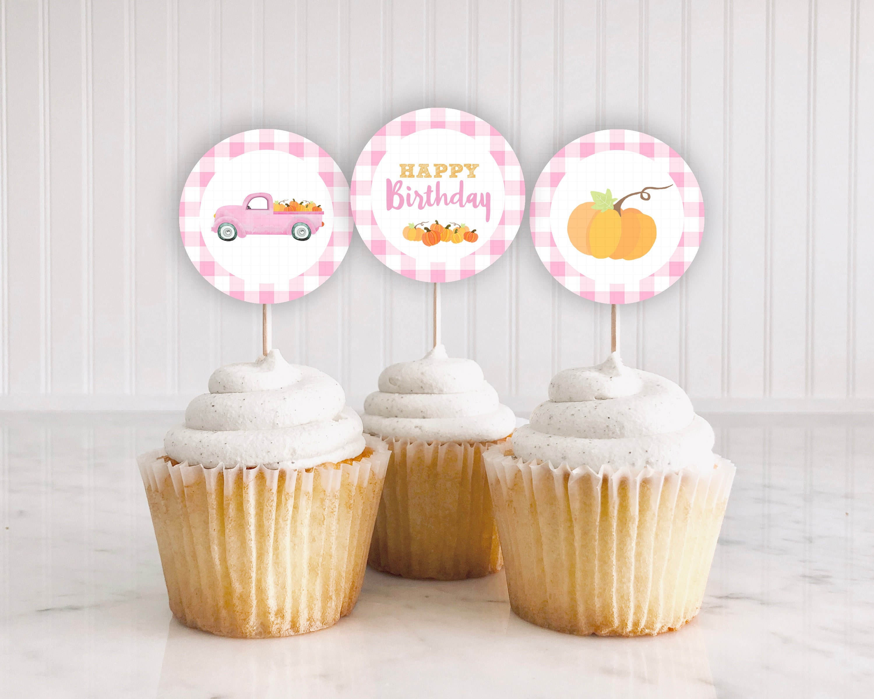 Pink Pumpkin Truck Cupcake Toppers Printable: "truck CUPCAKE Topper ...