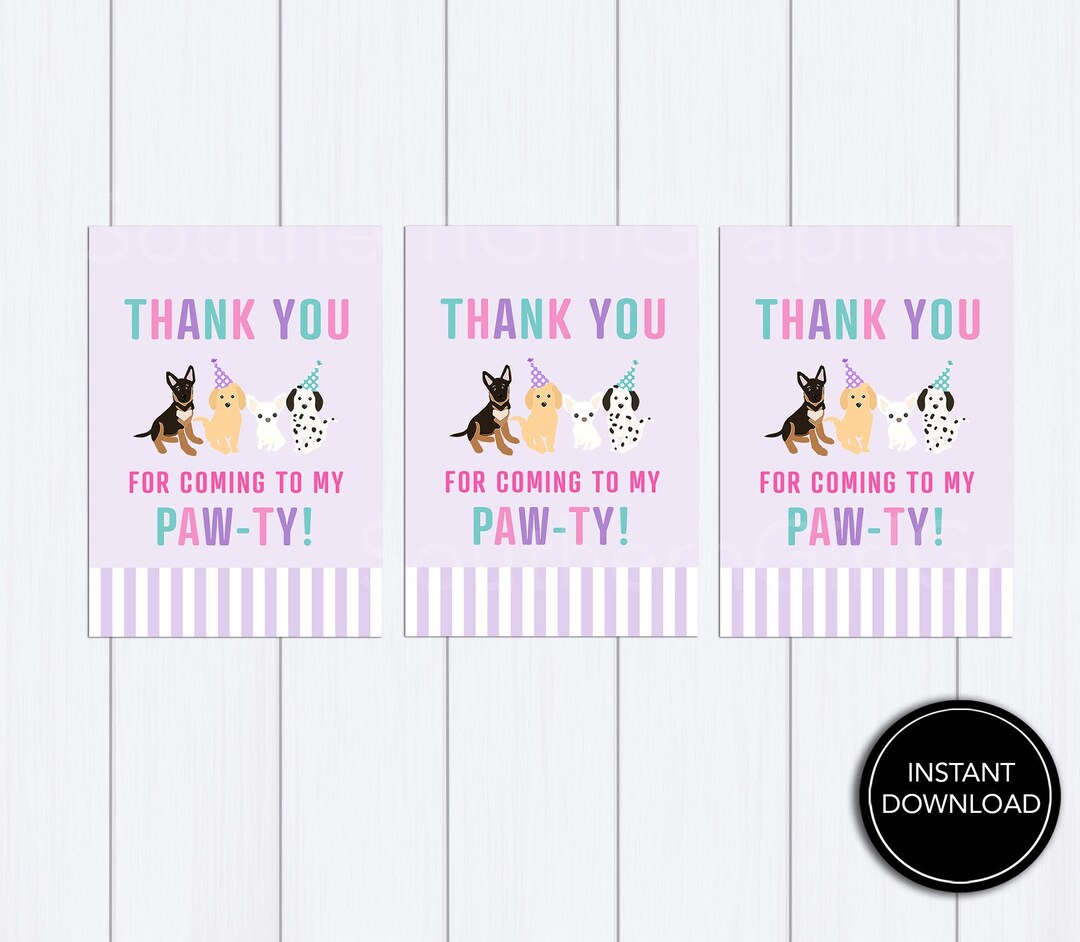 Pawty Favor Tags: Pet Adoption Party Treat Tags (printable Download) - Etsy