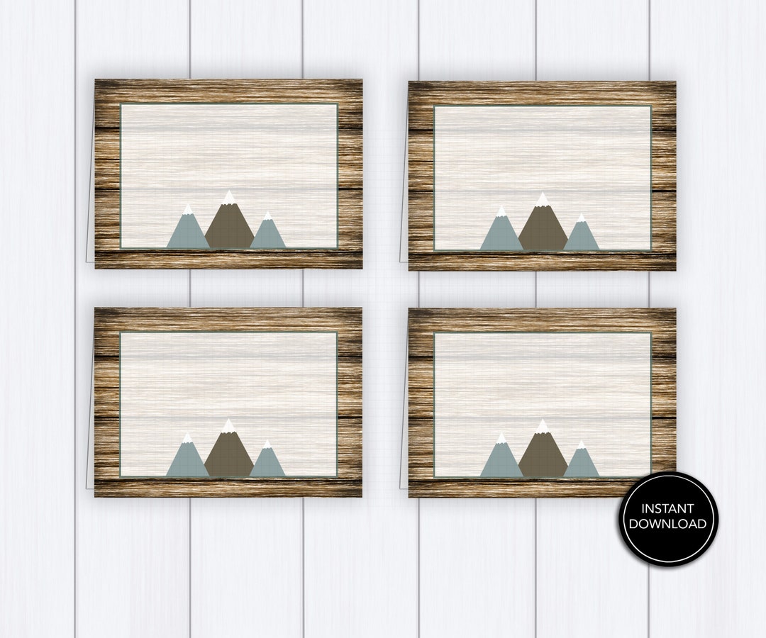 Adventure Mountain Tent Cards: Plaid Place Cards (printable PDF) - Etsy