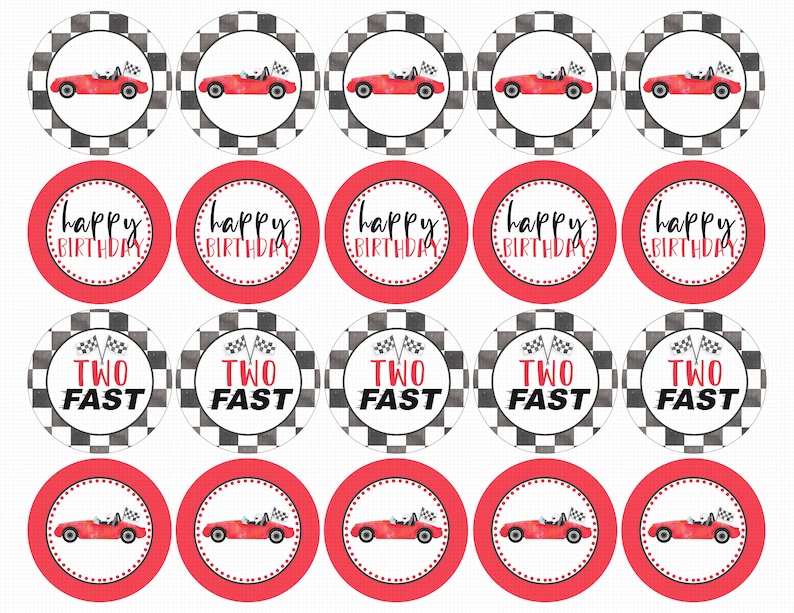 Red Race Car Cupcake Toppers Printable: Racing Birthday - Etsy