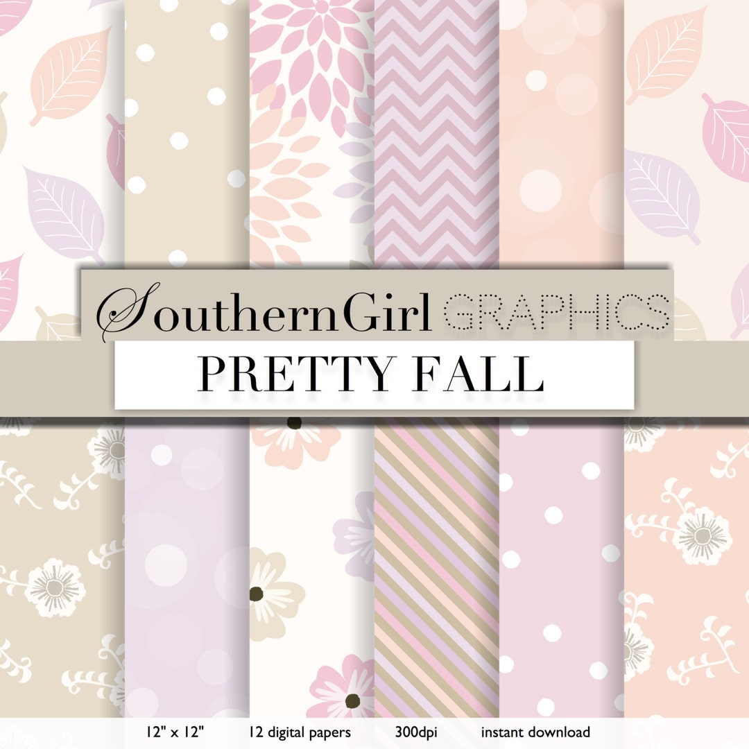Fall Digital Paper: "purple PRETTY Fall" With Fall Leaves, Flowers ...