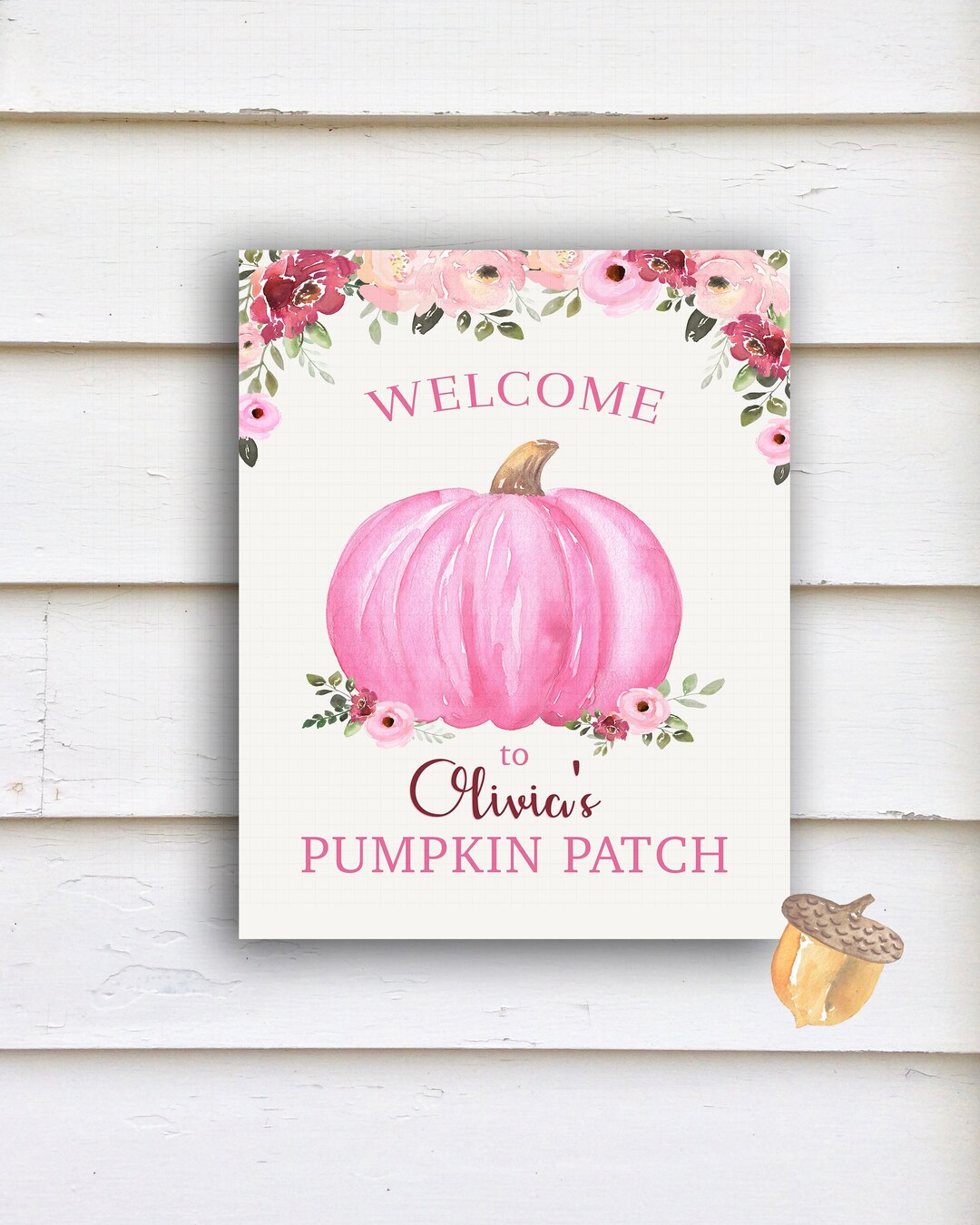 Pumpkin Patch Welcome Sign Digital File: "pumpkin Birthday" Floral ...