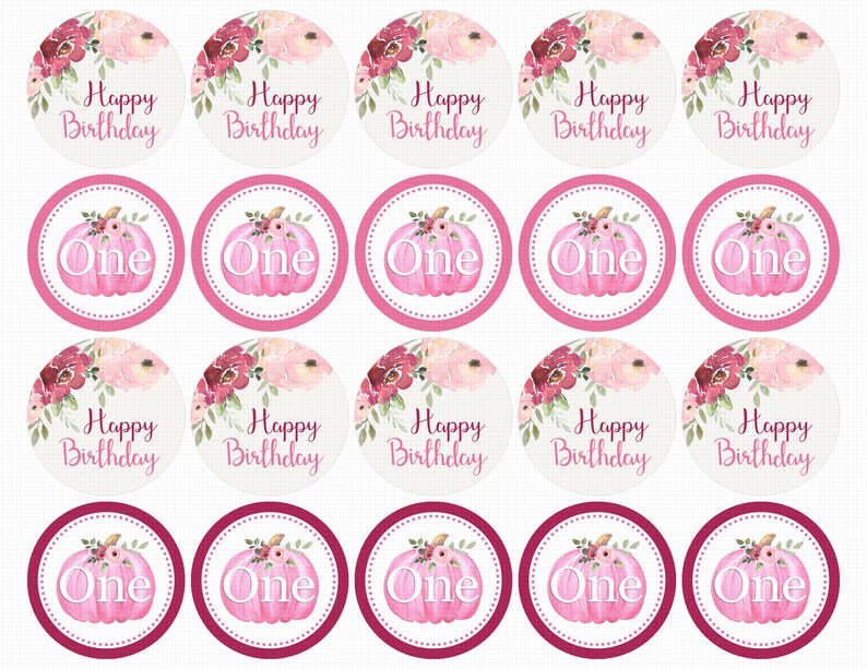 Pink Pumpkin Cupcake Toppers Printable: pumpkin CUPCAKE - Etsy