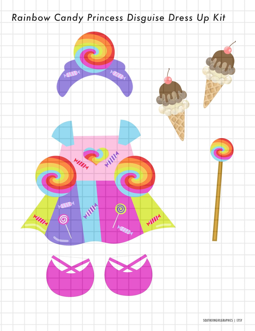 Turkey Disguise Printable - Rainbow Princess Turkey, Candy Princess ...