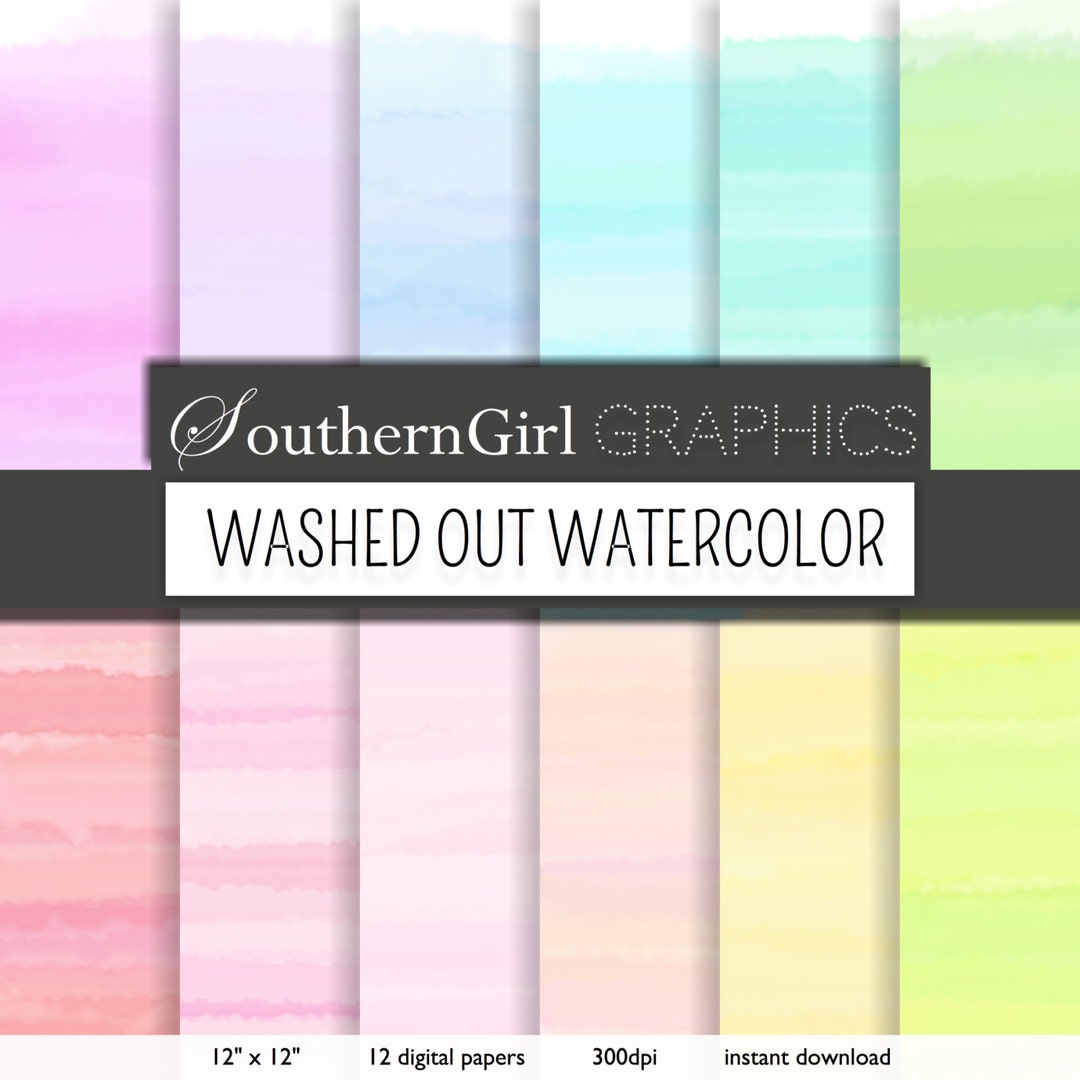 Watercolor Digital Paper - "washed OUT Watercolor" With Washed Watery ...