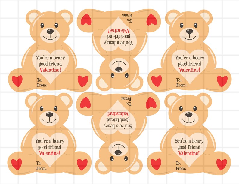 Bear Valentine Card Printable: DIY Lollipop Holder (digital Download ...