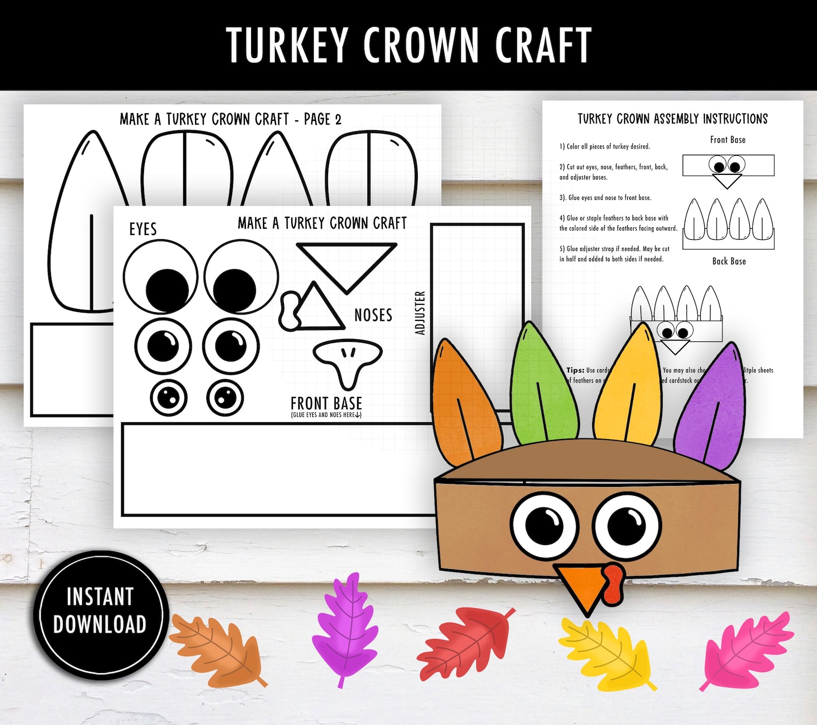 Turkey Crown Printable | Thanksgiving Craft for Kids | Cut and Paste ...