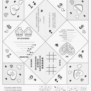 Valentines Printable Craft fortune Teller Foldable Fortune Teller ...