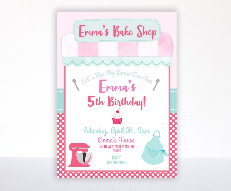 Cake Decorating Birthday Invitation Printable: Bakery - Etsy