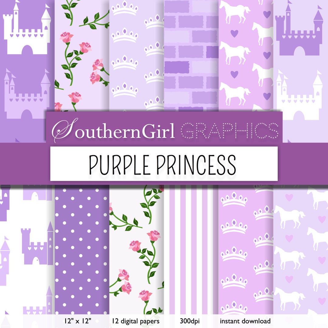 Princess Purple Digital Paper: "purple Princess" With Purple, Pink ...