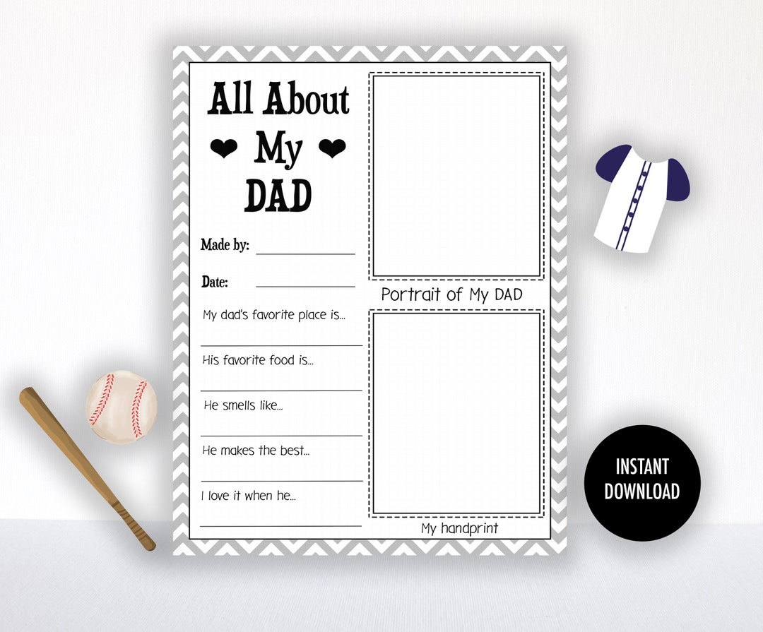 All About Dad! - Father's Day Printable, Father's Day Gift, Fill In ...