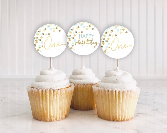 Printable Cup Cake Toppers Gold